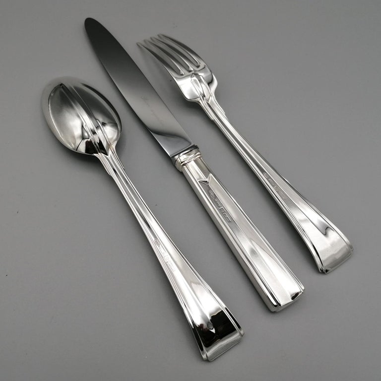 20th Century Italian Solid Silver Cutlery Set 77 Pieces "Art Decò" For ...