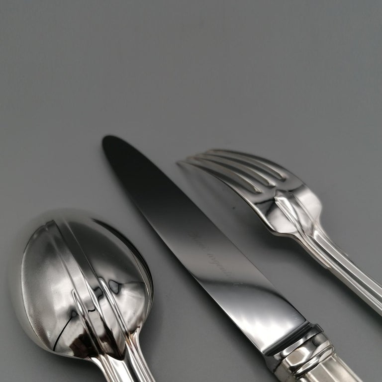 20th Century Italian Solid Silver Cutlery Set 77 Pieces "Art Decò" For ...