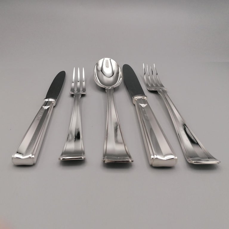 20th Century Italian Solid Silver Cutlery Set 77 Pieces "Art Decò" For ...