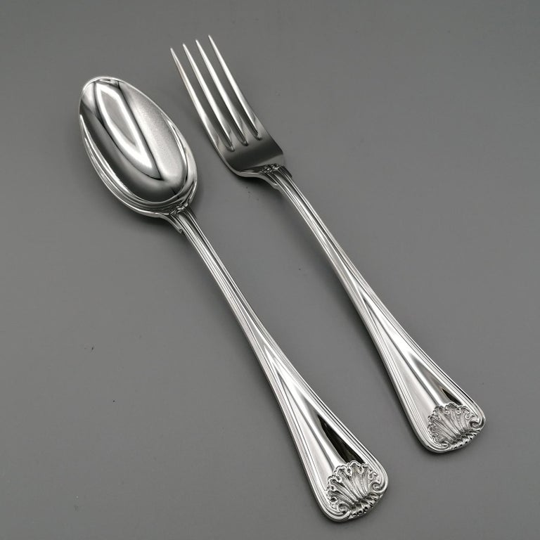 20th Century Italian Solid Silver Cutlery Set 101 Pieces "Cellini" For ...