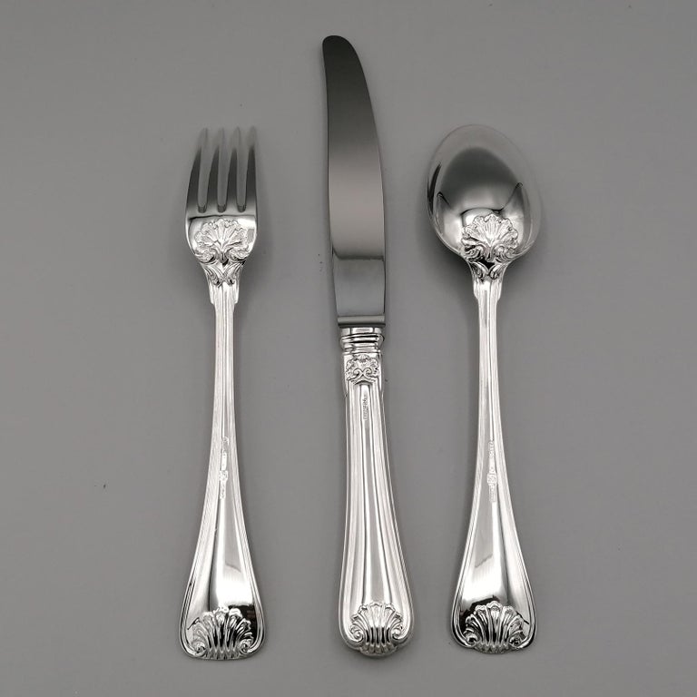 20th Century Italian Solid Silver Cutlery Set 101 Pieces "Cellini" For ...