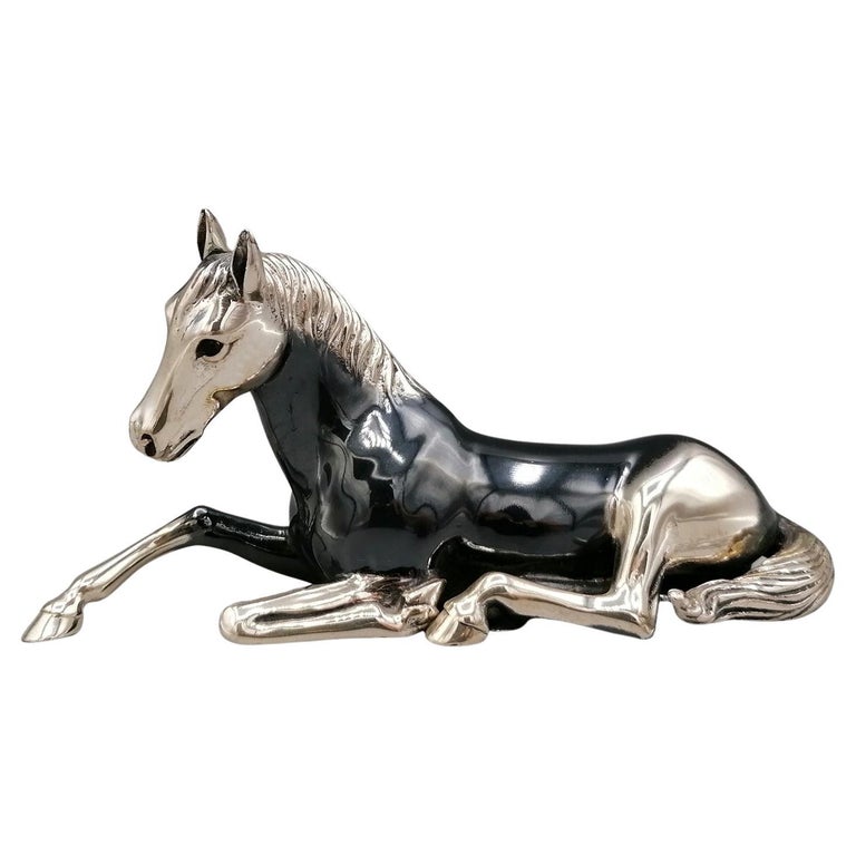20th Century Italian Solid Silver Horse Statue For Sale at 1stDibs