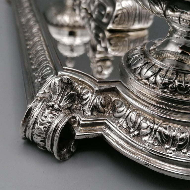 20th Century Italian Solid Silver Inkstans Empyre Style For Sale at 1stDibs