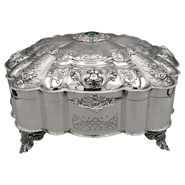 20th Century Italian Solid Silver Jewelery Box Baroque Style For Sale ...