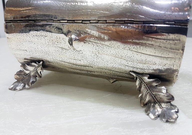 20th Century Italian Solid Silver Trunk-Shaped Box with Squirrel Knob ...