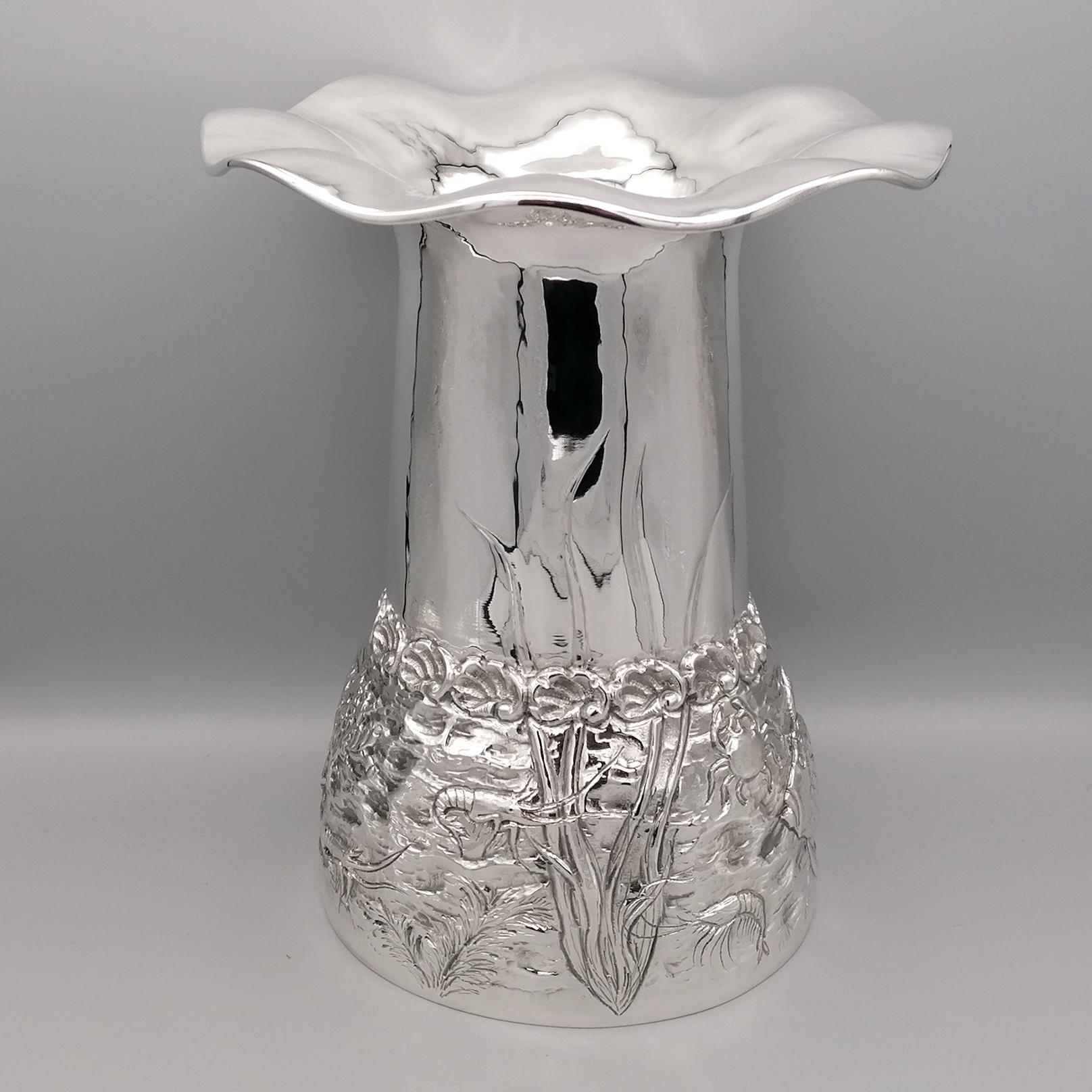 20th Century Italian Solid Silver Vase "Sea" at 1stDibs