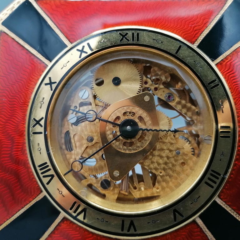 20th Century Italian Sterling Silver Enameled Table Clock For Sale at ...