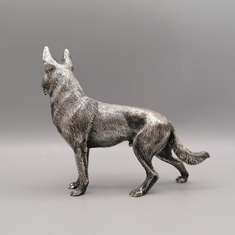 20th Century Italian Sterling Silver German Shepherd Dog Sculpture For ...