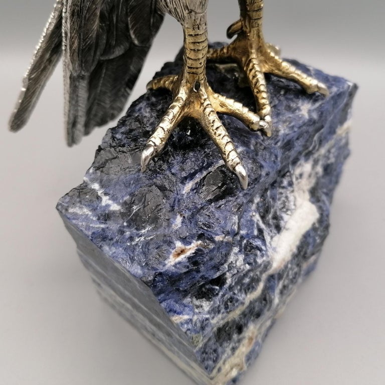 20th Century Italian Sterling Silver Hawk on a Sodalite Stone For Sale ...
