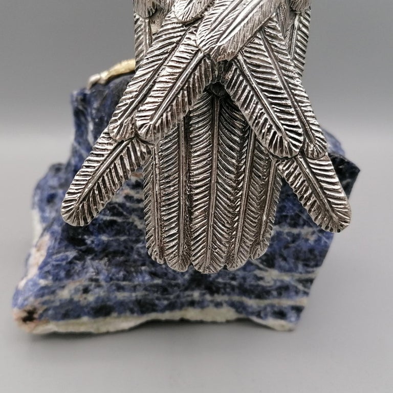 20th Century Italian Sterling Silver Hawk on a Sodalite Stone For Sale ...