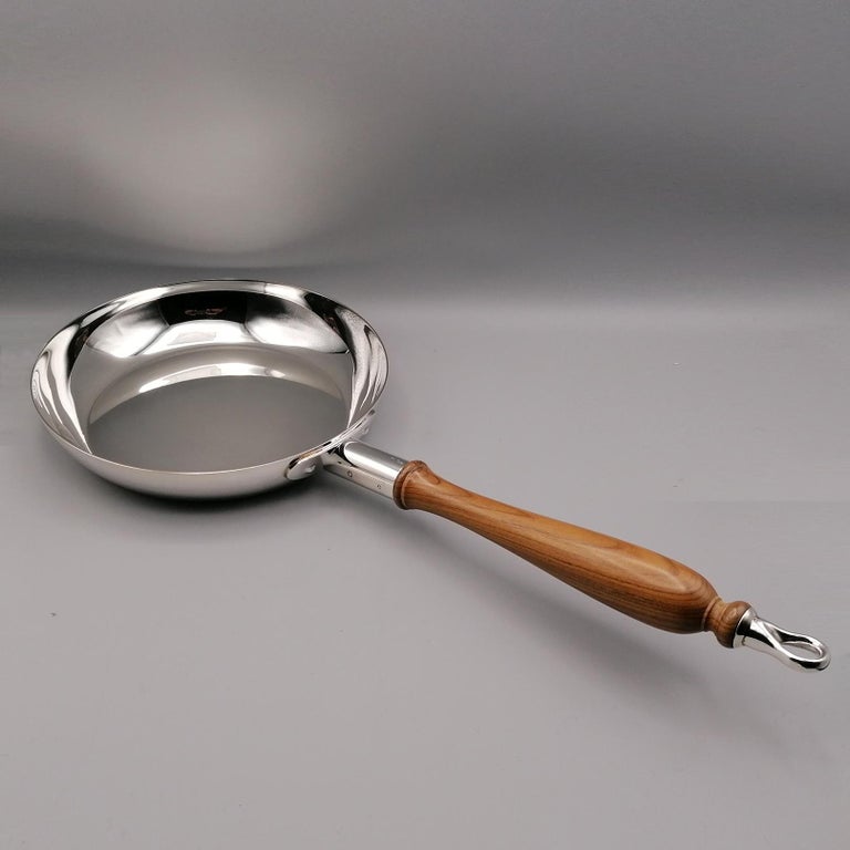 20th Century Italian Sterling Silver Large Pan with Wood Handle For ...