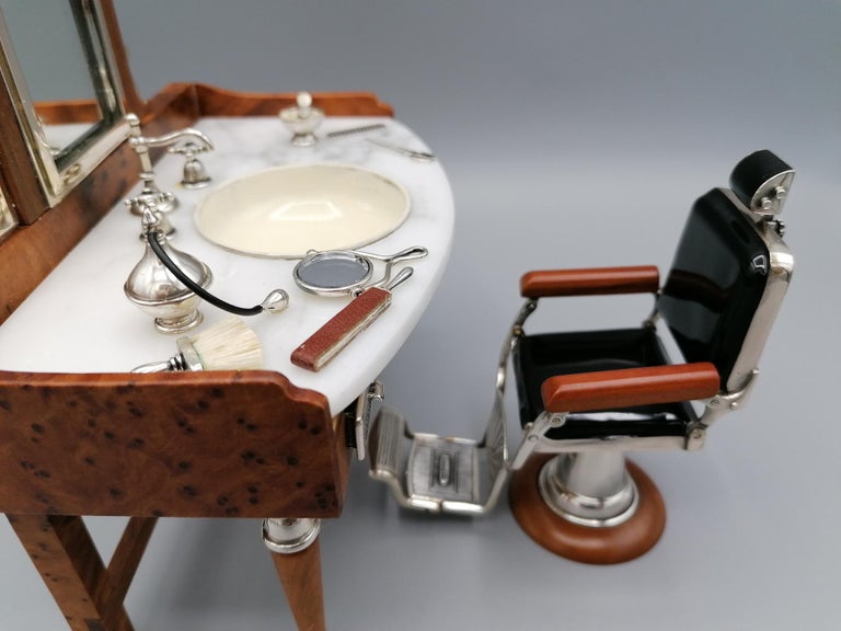 20th Century Italian Sterling Silver Miniature Barber Shop For Sale at ...