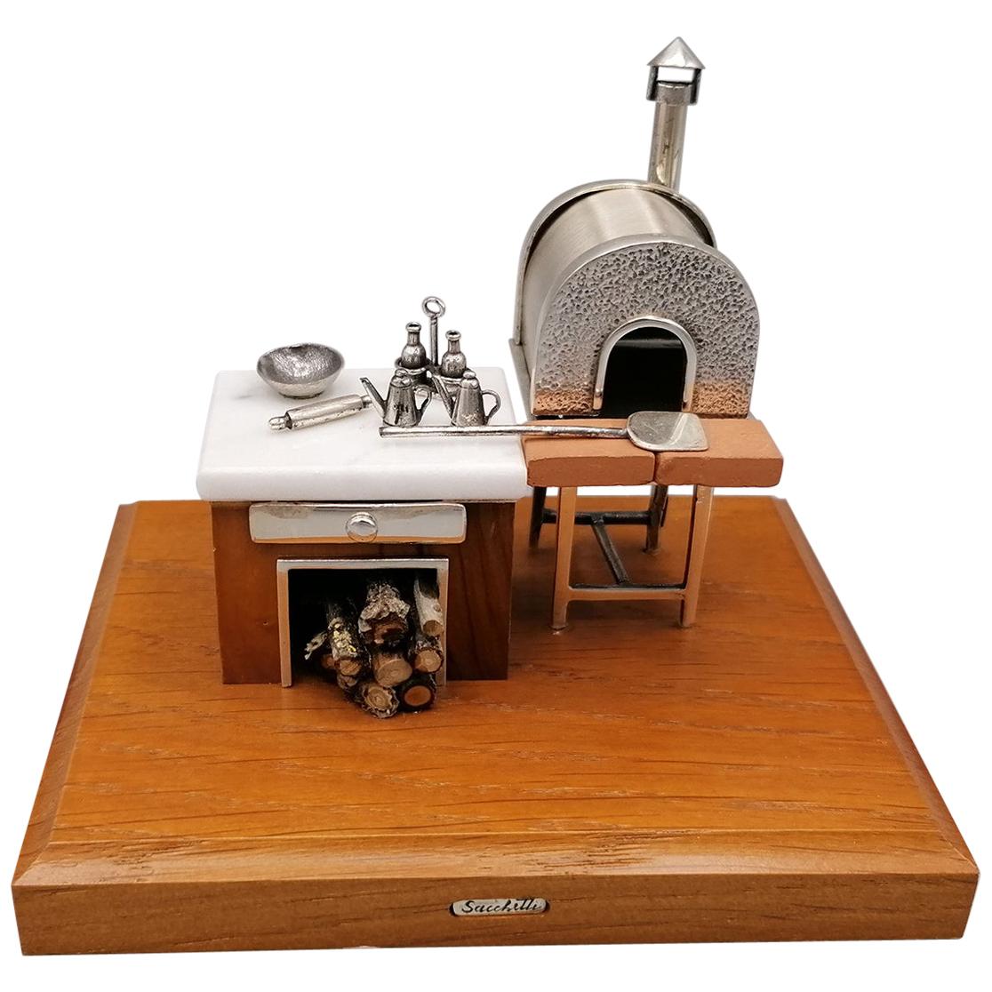 20th Century Italian Sterling Silver Miniature Barber Shop For Sale at ...