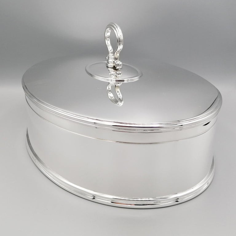 20th Century Italian Sterling Silver Oval Box with Handle For Sale at ...