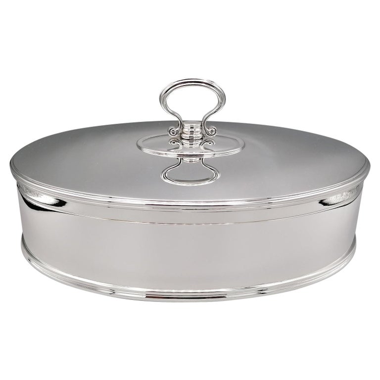20th Century Italian Sterling Silver Oval Box with Handle For Sale at ...