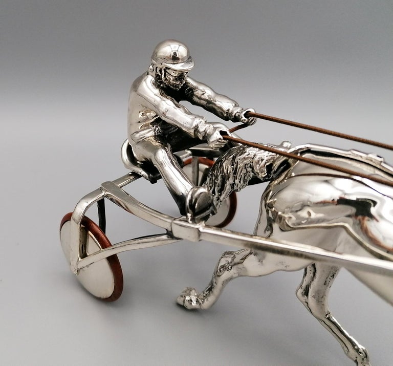 20th Century Italian Sterling Silver Sulky with Horse and Driver For ...