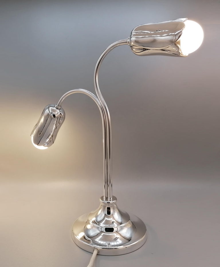 20th Century Italian Sterling Silver Table Lamp For Sale at 1stDibs