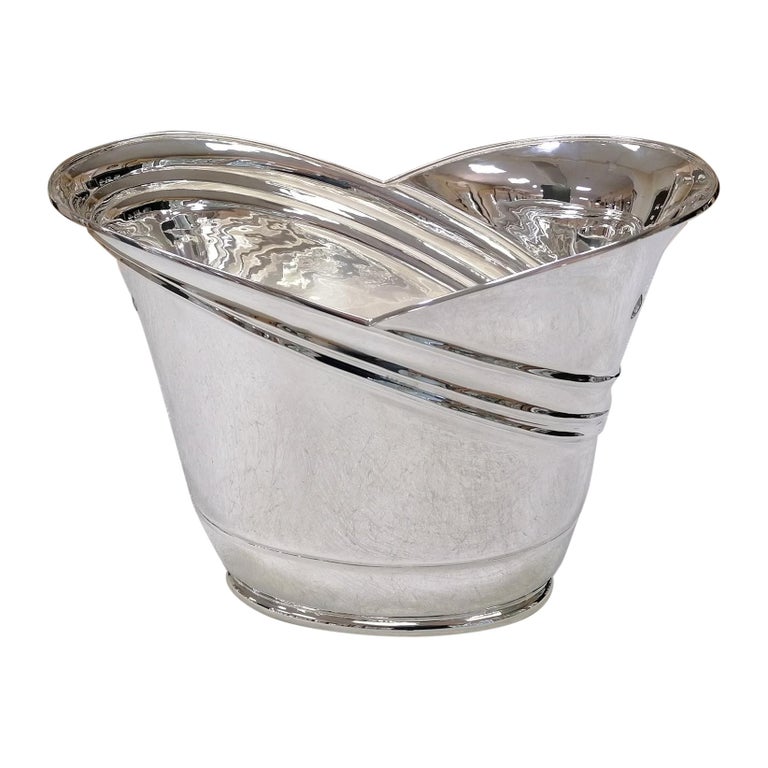 20th Century Italian Sterling Silver Two Bottles Champagne Bucket at ...