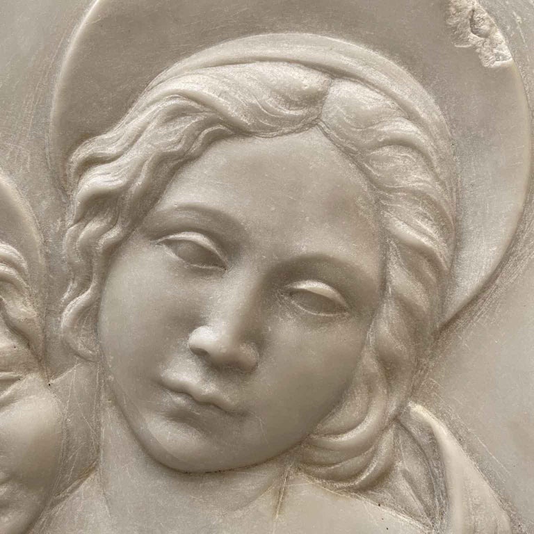 20th Century Italian White Marble Relief Virgin and Child Renaissance ...