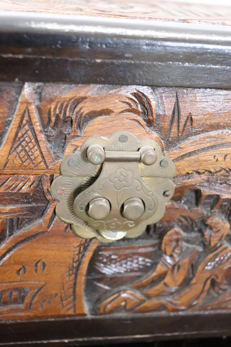 20th Century Japanese Carved Walnut Coffer or Jewelry Box at 1stDibs