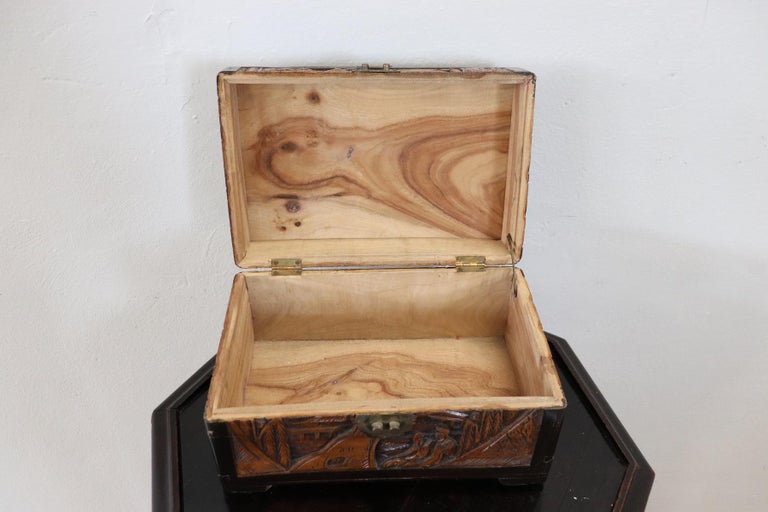 20th Century Japanese Carved Walnut Coffer or Jewelry Box at 1stDibs