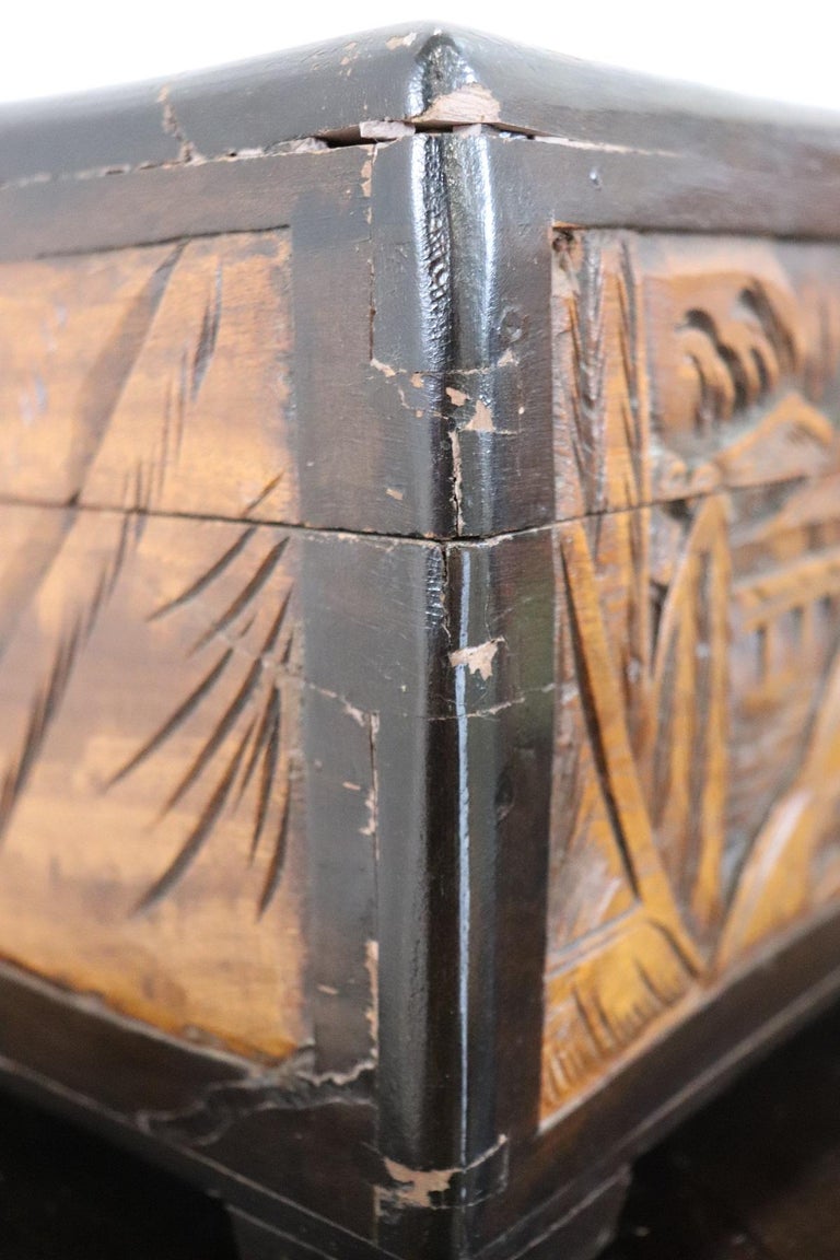 20th Century Japanese Carved Walnut Coffer or Jewelry Box at 1stDibs