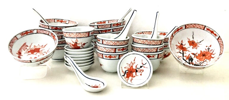 20th Century Japanese Hand-Painted Porcelain Dinnerware "Imari" Set/35 ...