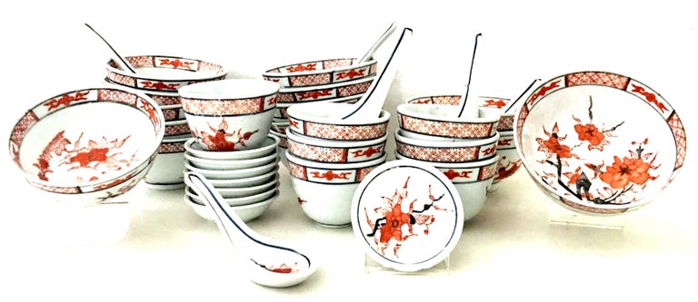 20th Century Japanese Hand-Painted Porcelain Dinnerware "Imari" Set/35 ...