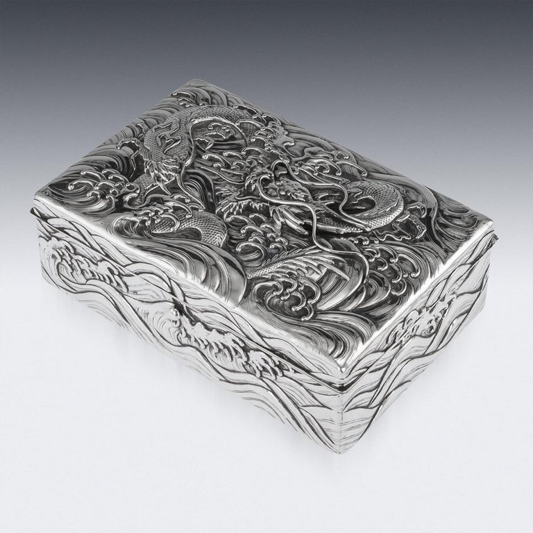 20th Century Japanese Meiji Solid Silver Dragon Cigar Box, circa 1900 ...