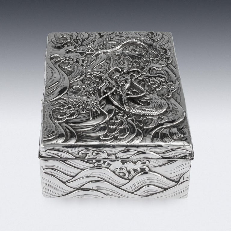 20th Century Japanese Meiji Solid Silver Dragon Cigar Box, circa 1900 ...