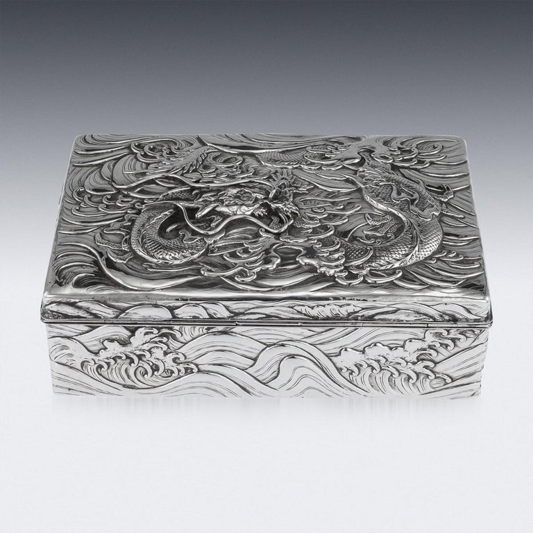 20th Century Japanese Meiji Solid Silver Dragon Cigar Box, circa 1900 ...