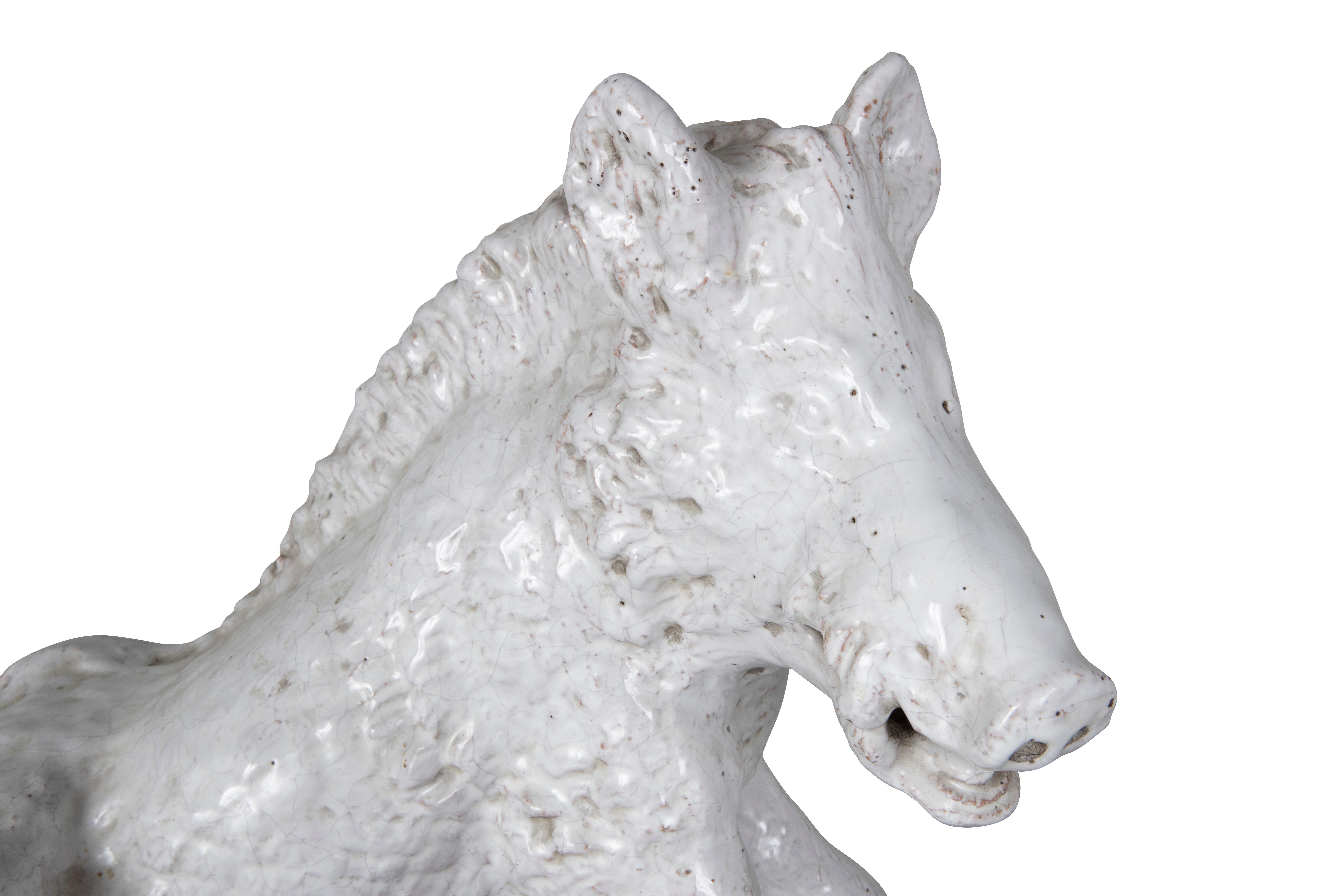 Monumental White Hand-Molded Raku Boar Rust Color Base at 1stDibs ...