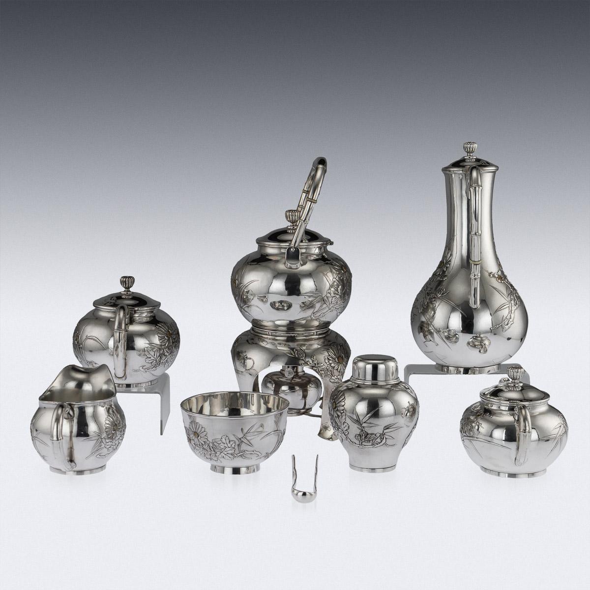 20th Century Japanese Solid Silver Tea and Coffee Set, Miyamoto, Tokyo, circa 1900 at 1stDibs