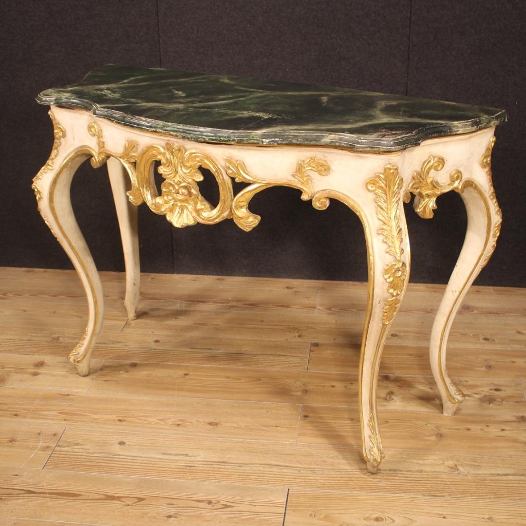 20th Century Lacquered and Gilt Wood Italian Console Table, 1960 For ...