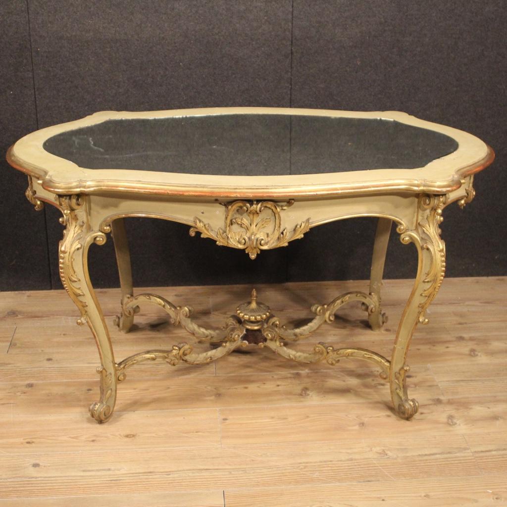 20th Century Lacquered and Giltwood Italian Louis XV Style Table, 1950 ...