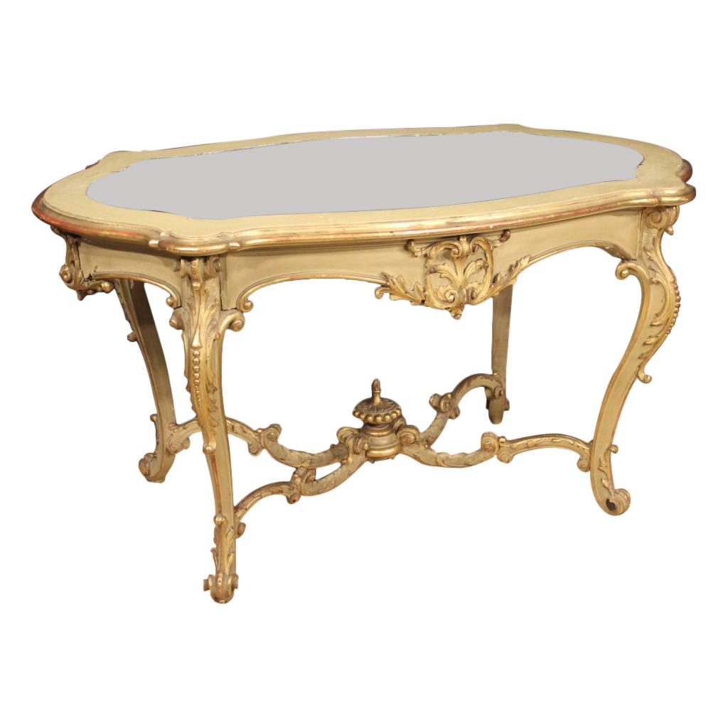 20th Century Lacquered and Giltwood Italian Louis XV Style Table, 1950 ...