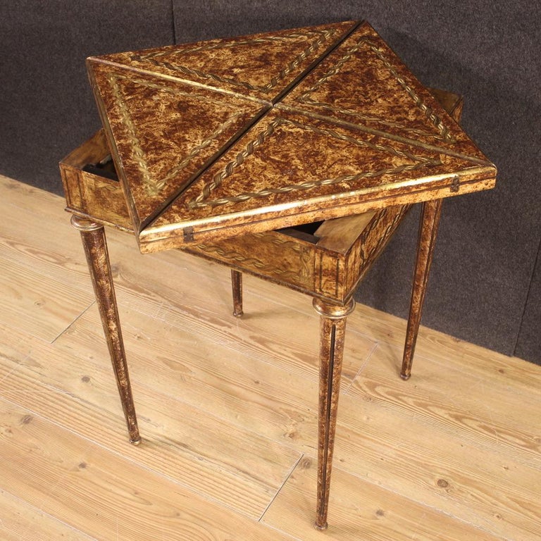 20th Century Lacquered and Painted Wood French Game Table, 1920 For ...