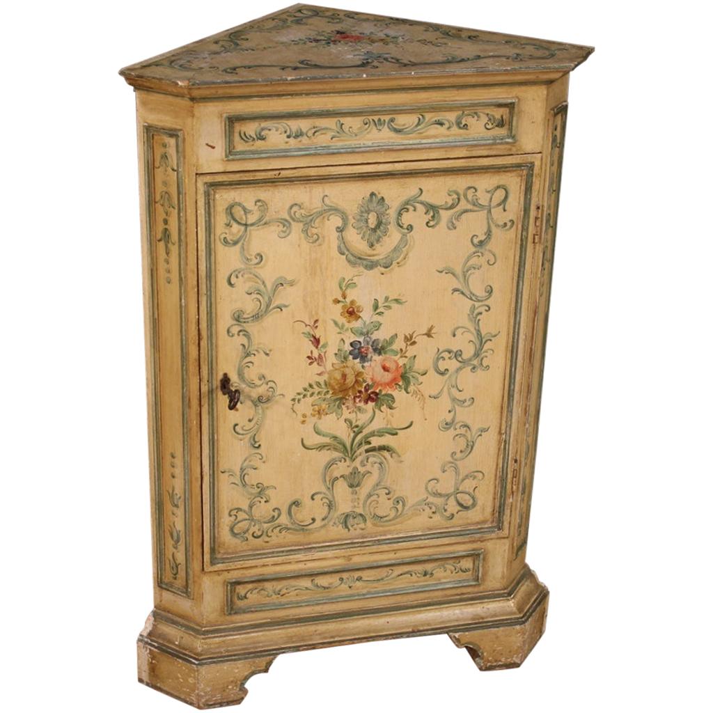 20th Century Italian Corner Cupboard or Corner Cabinet in Walnut Wood ...