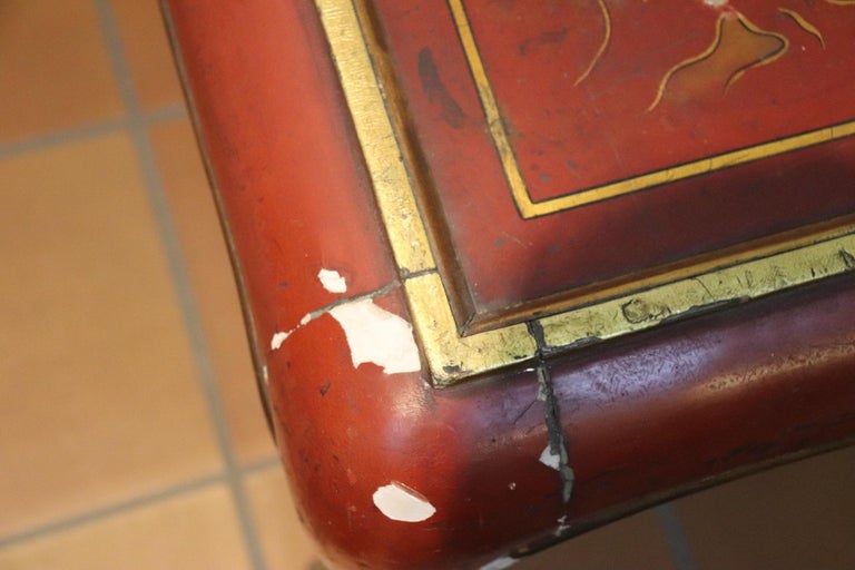 20th Century Lacquered and Painted Wood Japanese Side Table or Sofa ...