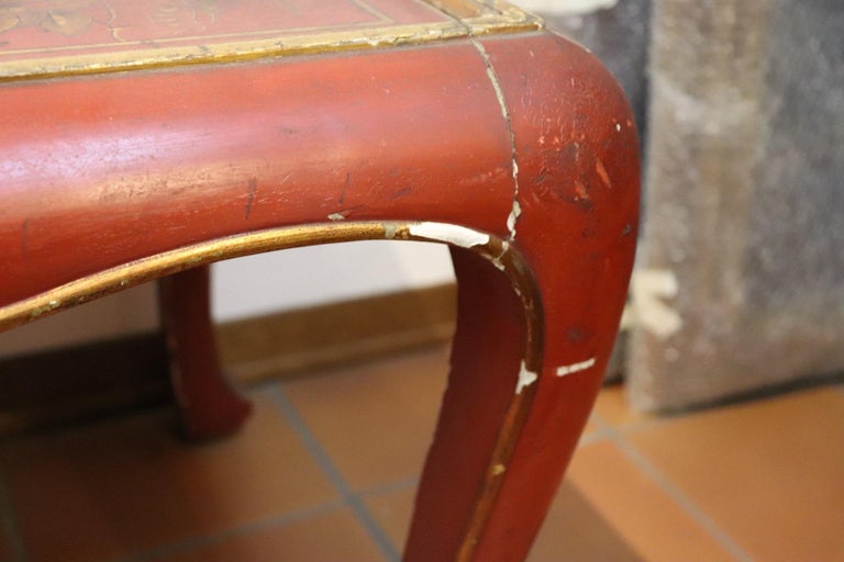 20th Century Lacquered and Painted Wood Japanese Side Table or Sofa ...