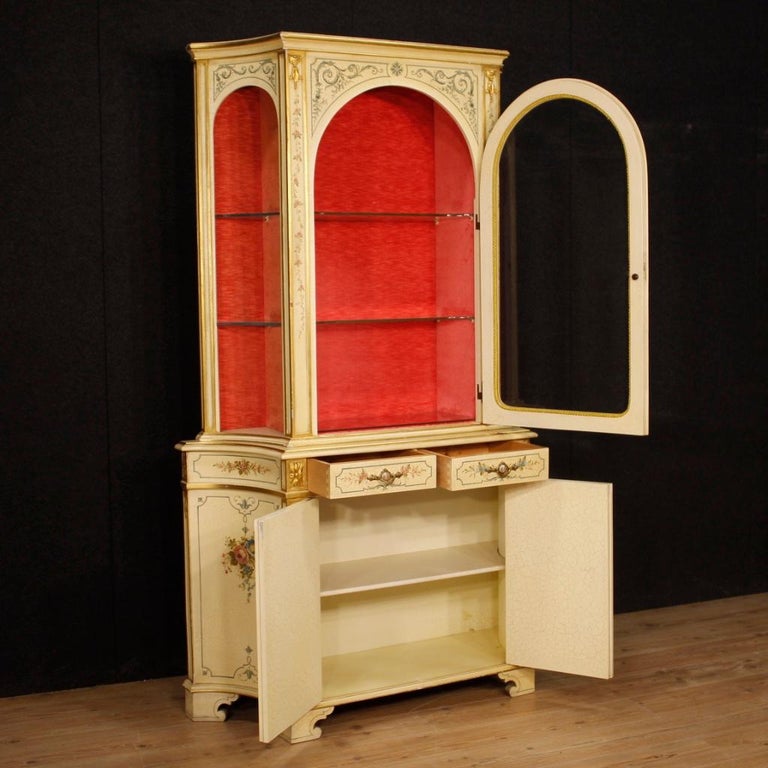20th Century Lacquered, Painted, Giltwood Italian Display Cabinet, 1960 ...