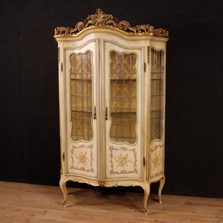 20th Century Lacquered, Painted, Giltwood Italian Showcase, 1960 For ...