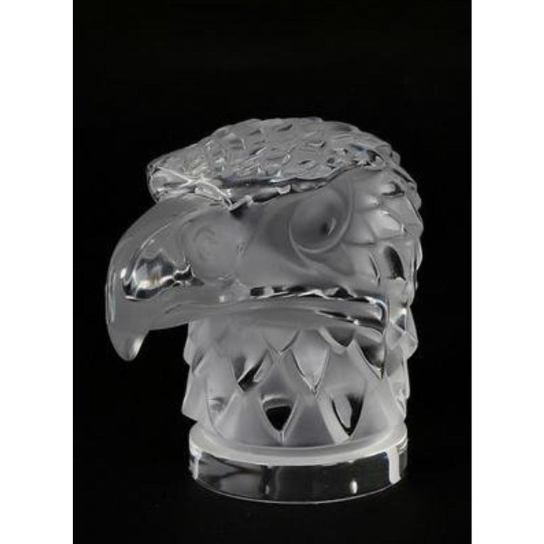 20th Century Lalique French Crystal Eagle Head Car Mascot Hood Ornament ...