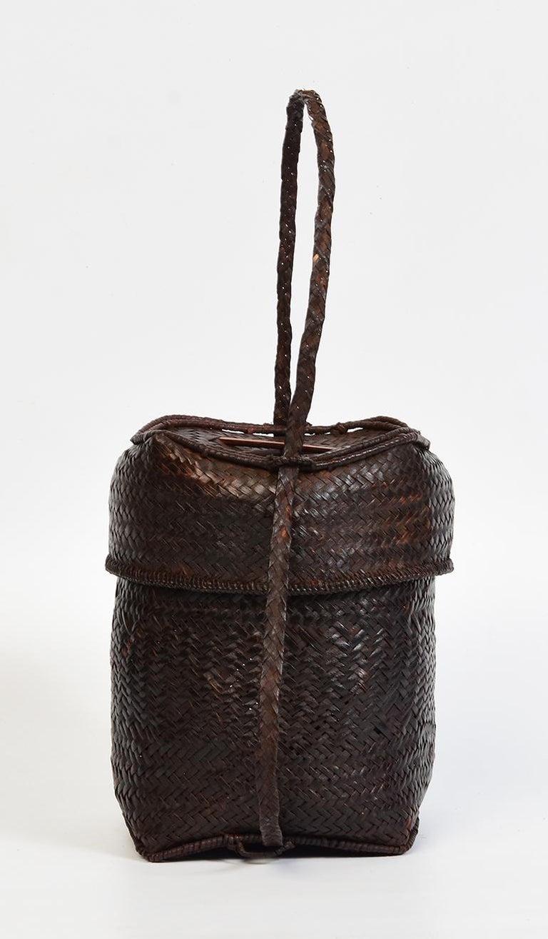 20th Century, Laos Bamboo Container with Covered For Sale at 1stDibs