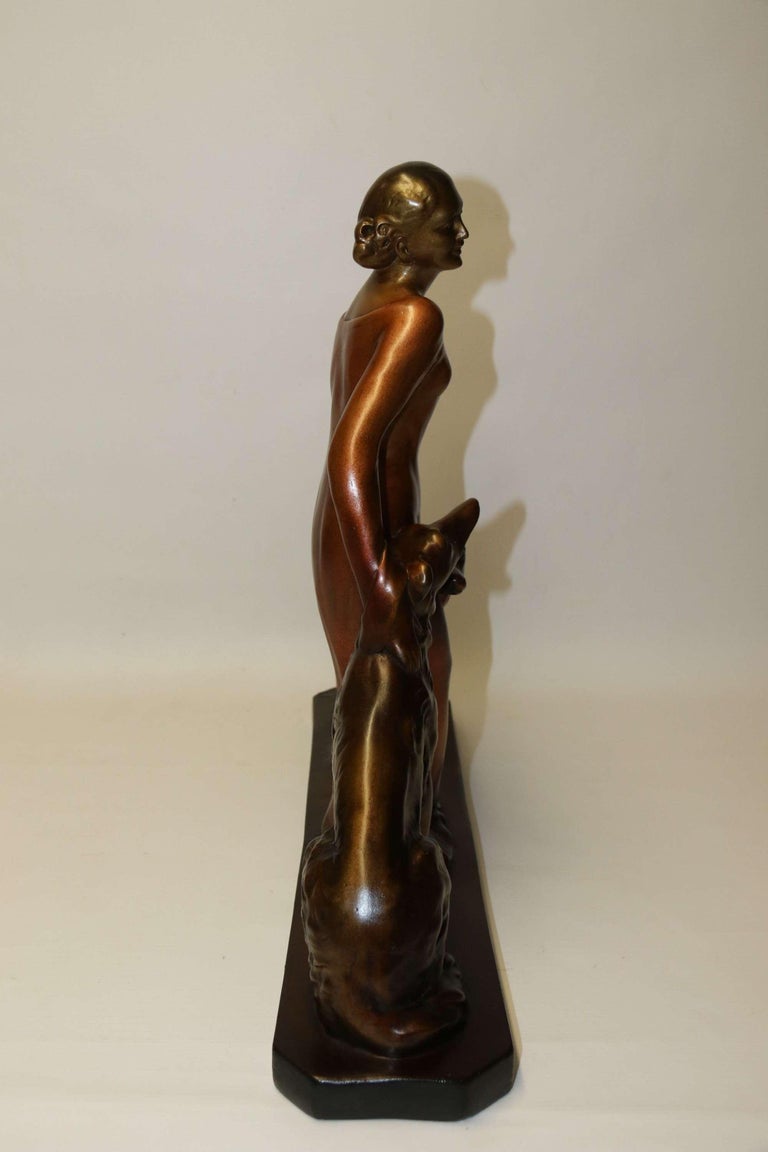20th Century Large Art Deco Plaster and Cold Painted English Figure ...