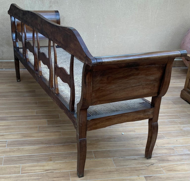 20th Century Large Catalan Bench in Walnut with Caned Seat For Sale at ...