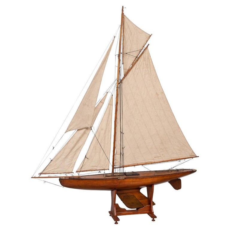 20th Century Large English Gaff Rigged Racing Wood Pond Yacht, c.1910 ...