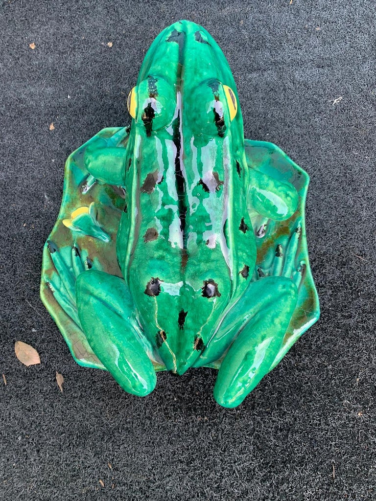20th Century Large Majolica Green Porcelain Frog at 1stDibs