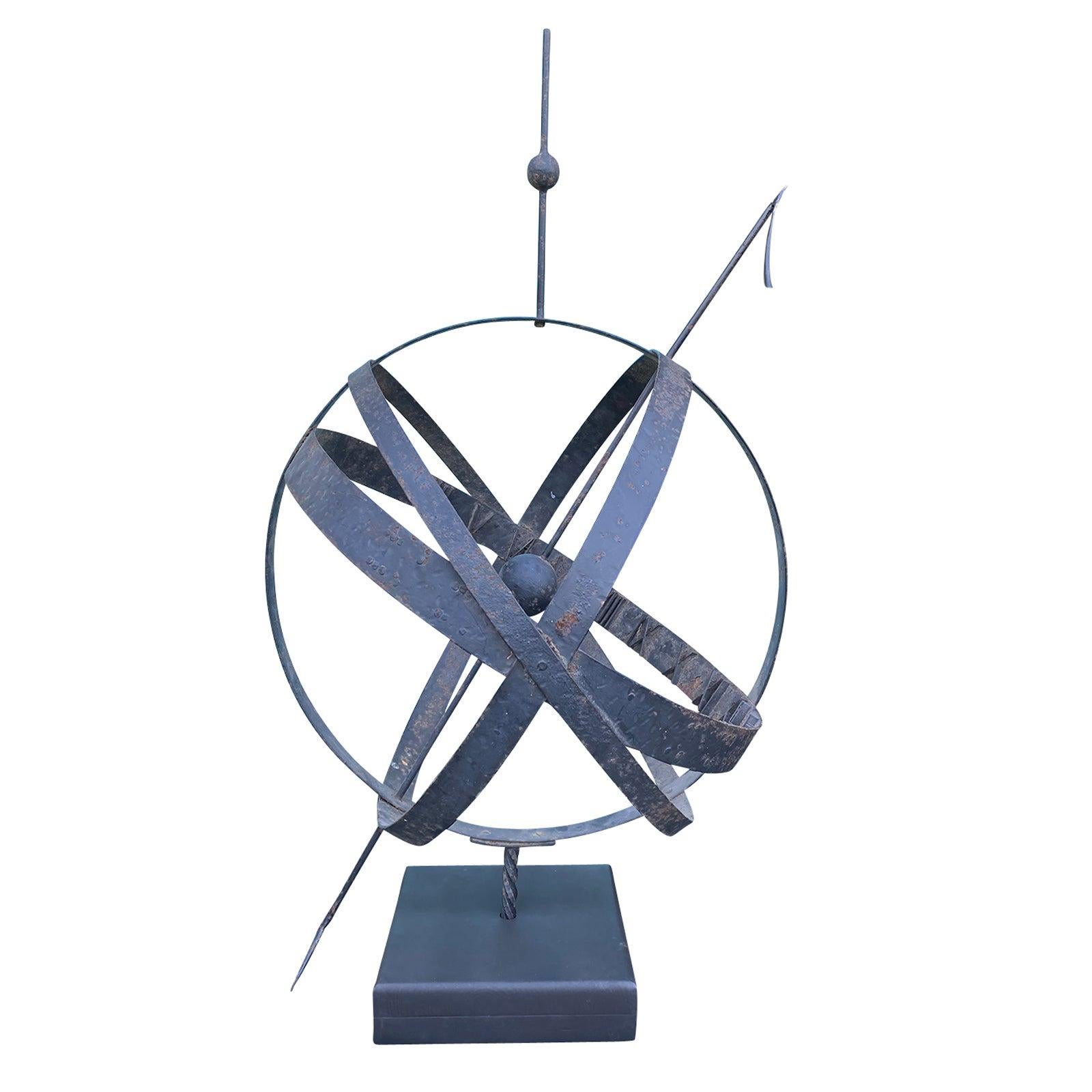 Swedish Vintage Large Metal Armillary Sundial For Sale at 1stDibs