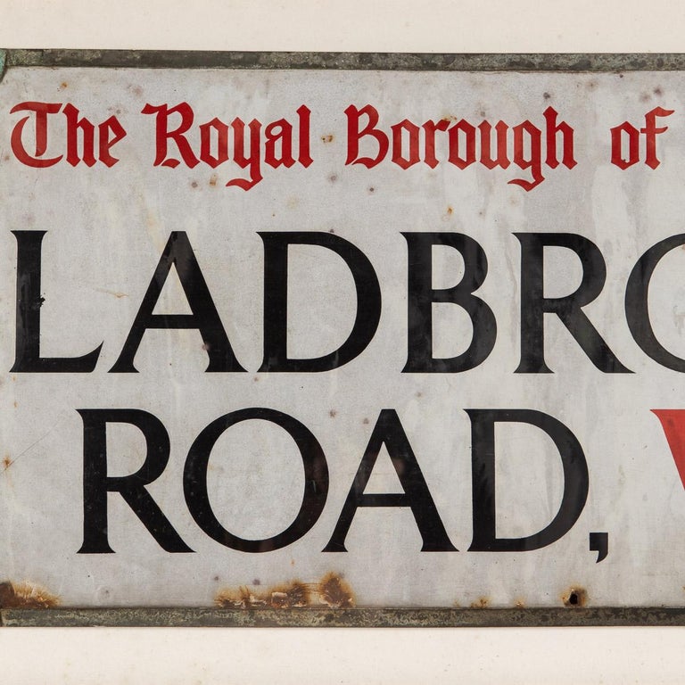 20th Century London Enamelled Street Sign, Ladbroke Rd W11, 1900s at ...